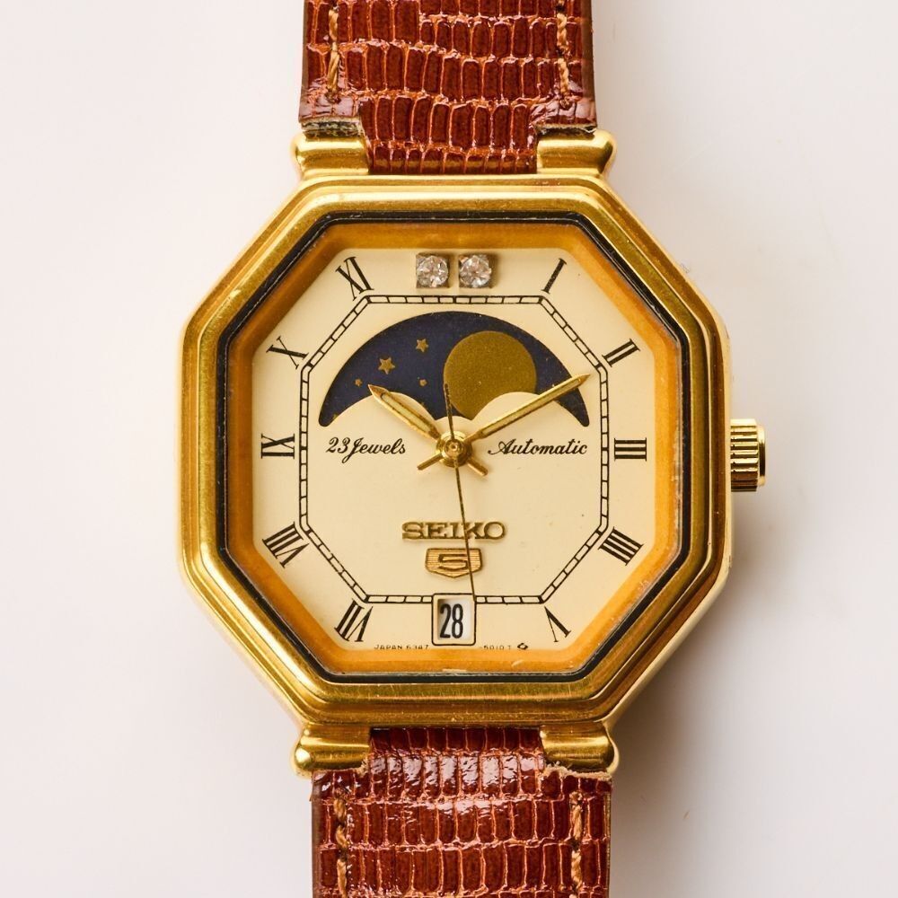 Seiko 5 Automatic Moon Phase Limited Edition Collector's Wristwatch ...