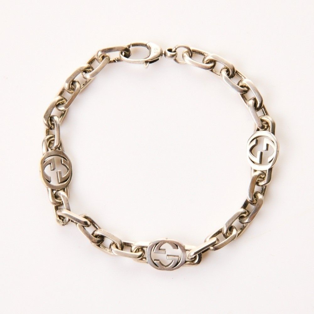 Gucci Interlocking GG Chain Bracelet in Sterling Silver, 18cm - Bracelets/Bangles - Jewellery