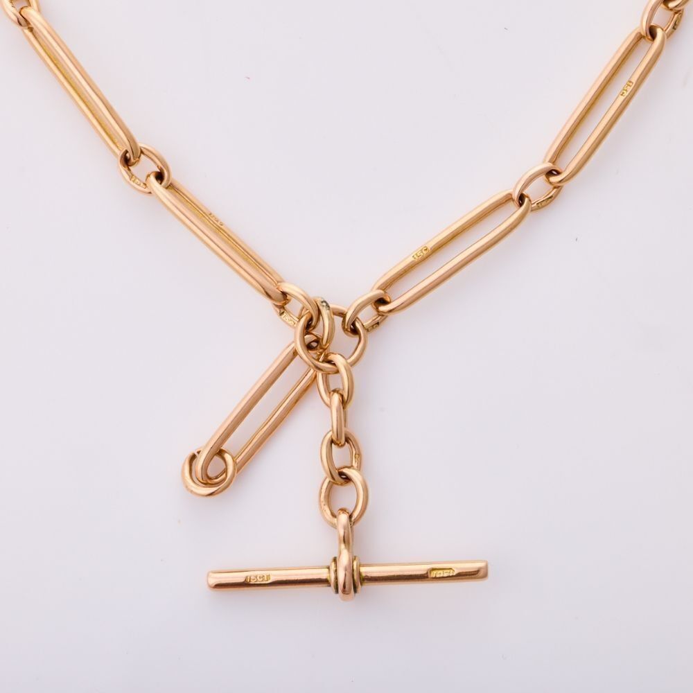Antique 15ct Rose Gold Fob Chain with T-Bar Clasp - Necklace/Chain ...