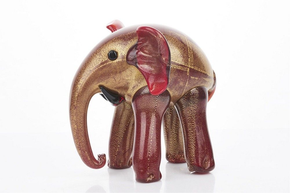 Martinuzzi Elephant Sculpture, c. 1930, Blown Glass, Autrato Decoration ...