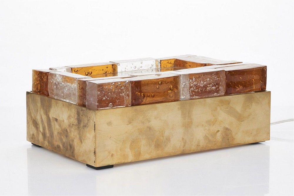 Murano Glass Light Box with Brass Base, Untested - Lamps - Table & Desk ...