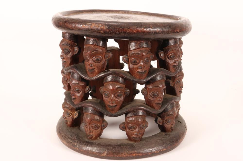 Bamileke Carved Stool from Cameroon, 36cm Height, 41cm Diameter ...