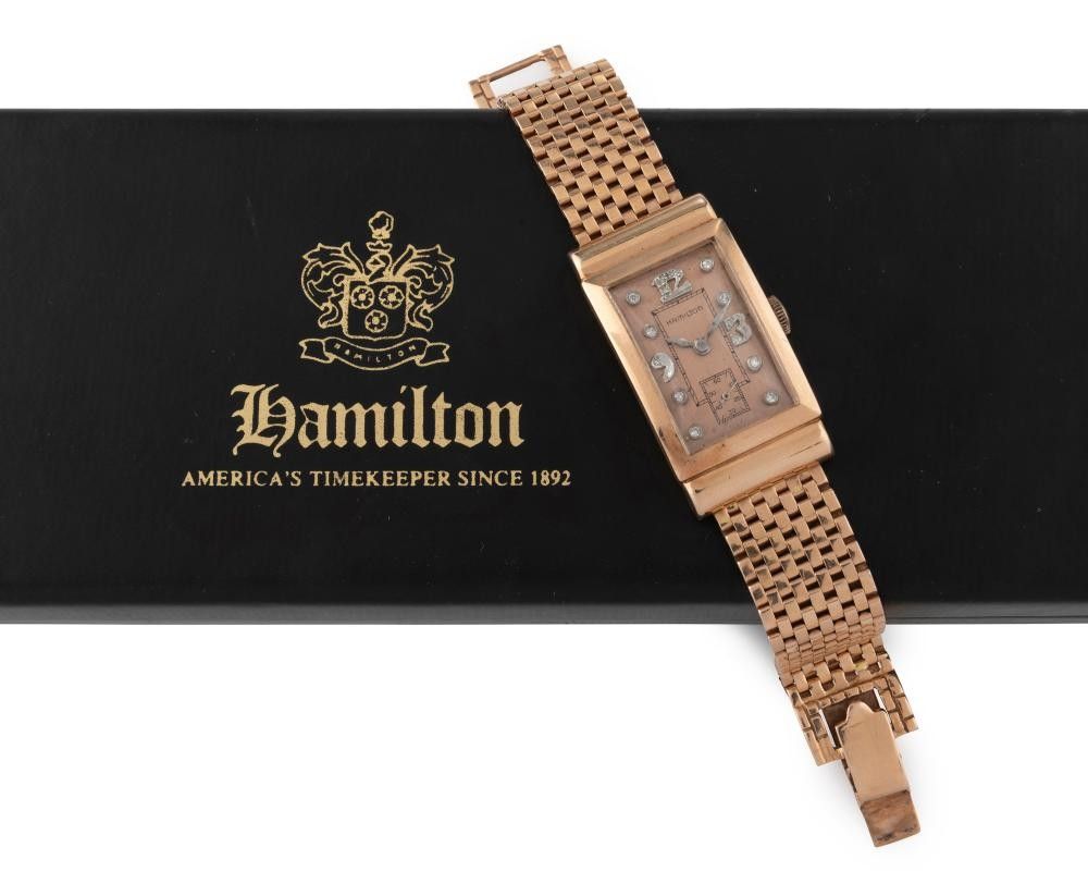 Art Deco Hamilton Gold Diamond Watch with Papers and Box - Watches ...