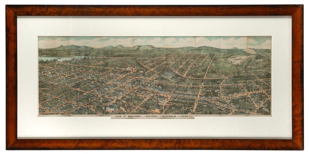 Ballaarat, Victoria: 1887 Panoramic View in Color Lithograph - Prints ...