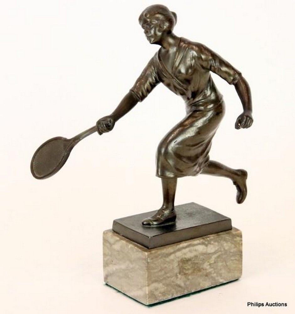 Female Tennis Player in Action Bronze Sculpture on Marble Base ...