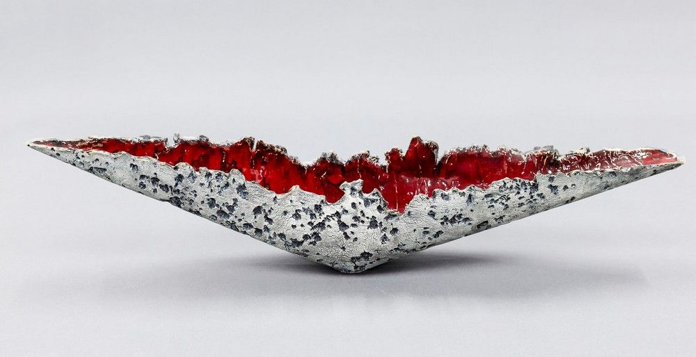 Inverted Volcano: Stoneware Vessel with Red Lava Glaze Interior ...