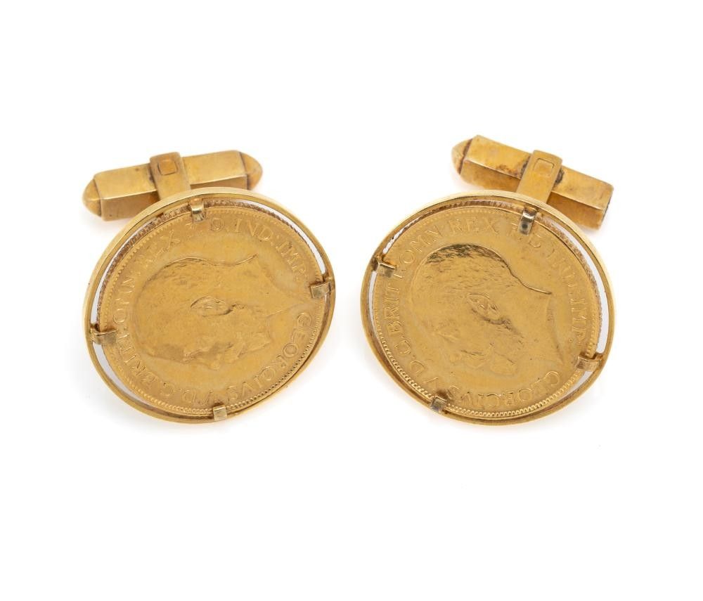 1913 Perth Mint Gold Sovereign Cufflinks, 9ct Gold Fittings - Cufflinks ...