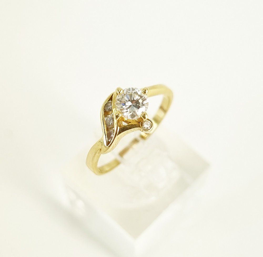 14ct Gold and Diamond Crossover Ring, Size K1/2 - Rings - Jewellery