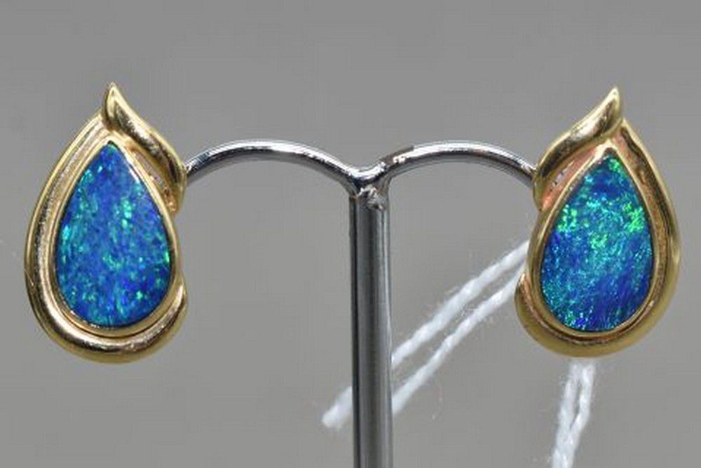 Azure Opal Gold Earrings - Earrings - Jewellery