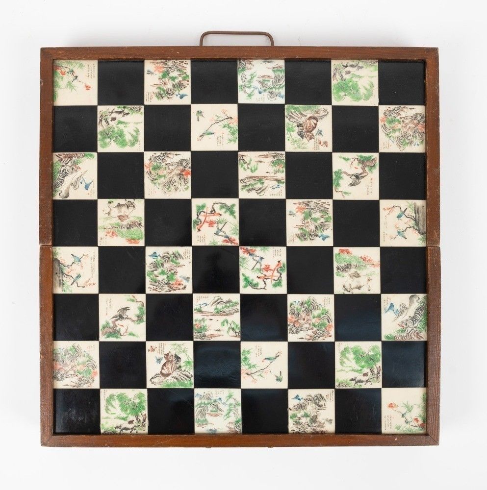 20th Century Chinese Chess Board with Turned Wooden Pieces - Games ...
