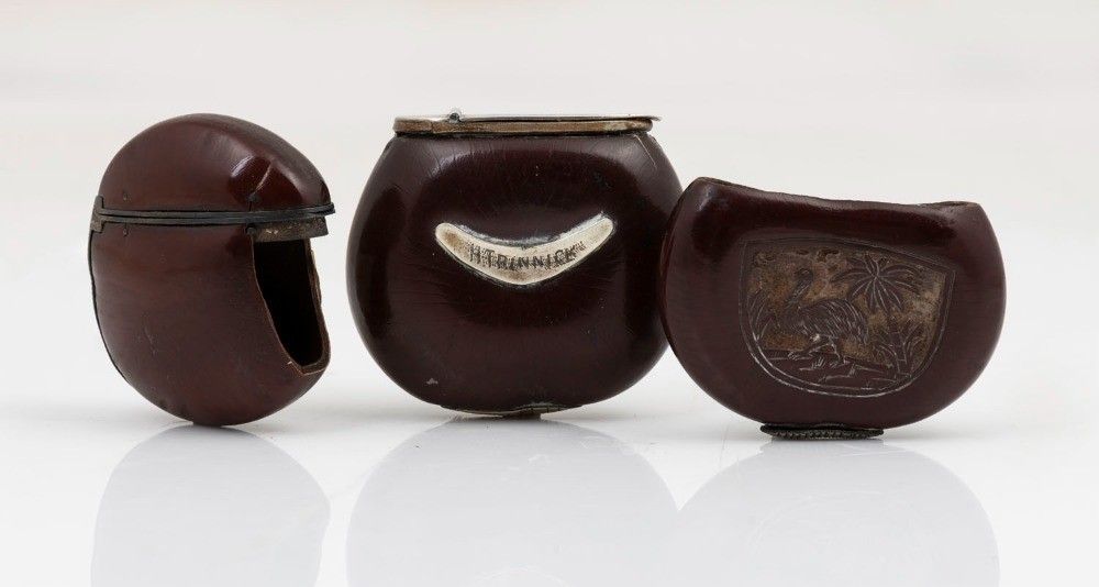 Silver Mounted Burra Nut Vesta with Engravings, 19th/20th Century ...