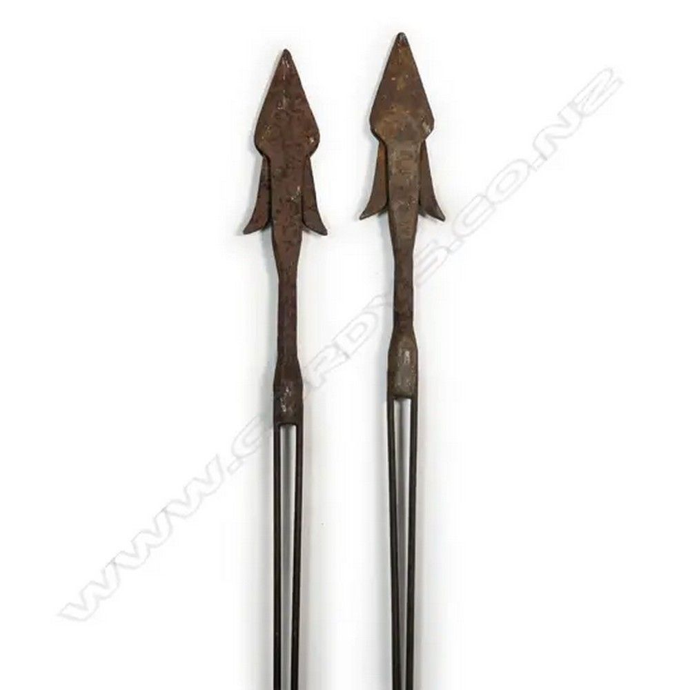 19th Century Double Fluke Whaling Harpoons on Long Steel Shafts ...