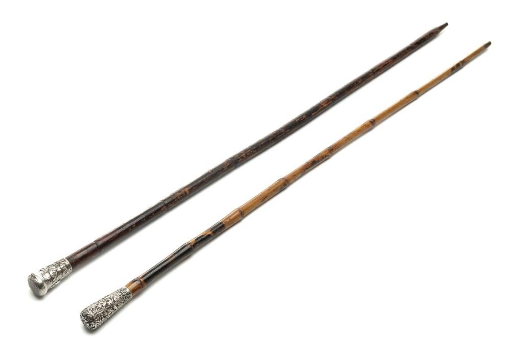 Pair of Sterling Silver Topped Cane Walking Sticks, 89cm - Walking ...