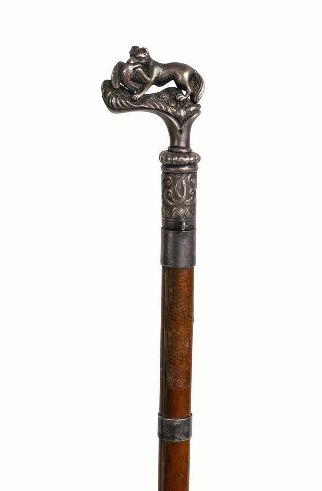 Antique Fox Hunting Riding Crop with Silver Fox Top - Walking Sticks ...