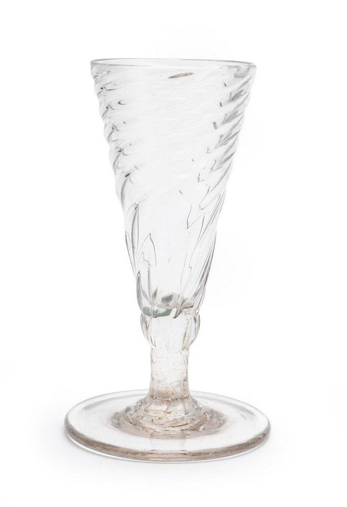 Dwarf Ale Glass, English, c. 1780, Conical, Wrythen Bowl - British ...