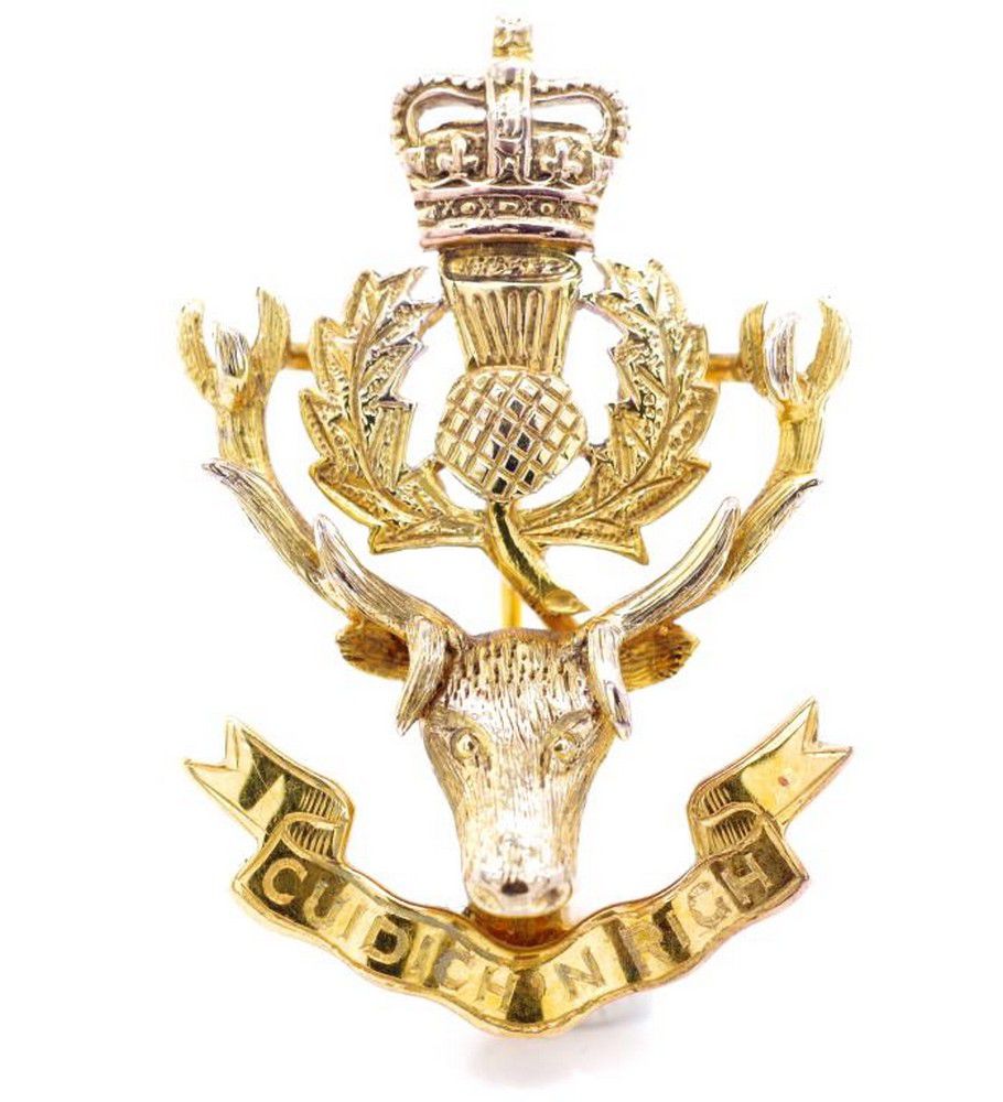 Highlanders Regimental Brooch with Stags Head and Thistle - Brooches ...