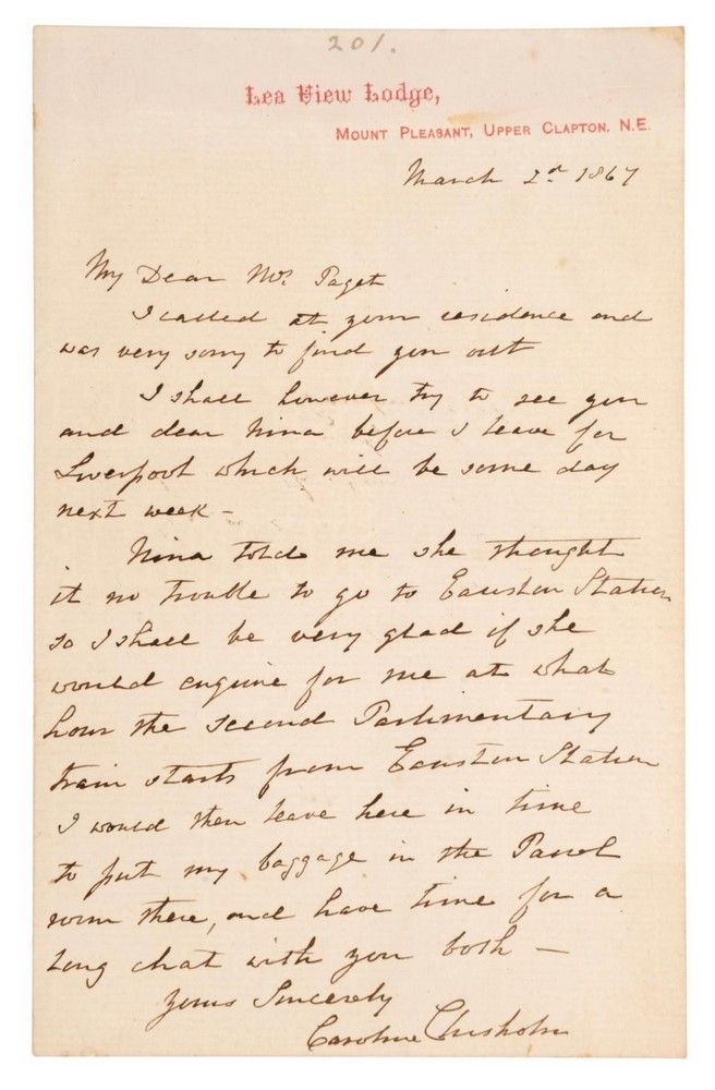 Caroline Chisholm Autographed Letter to Mrs Paget (1867) - Historical ...