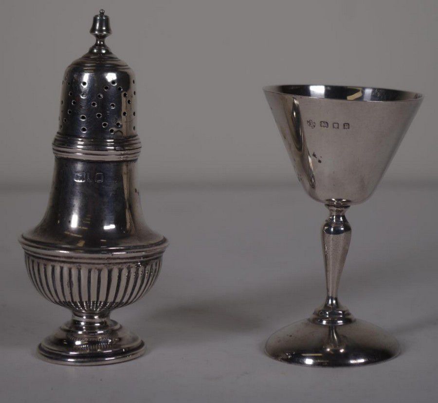 Antique Sterling Silver Castor and Stemmed Cup Set - Mugs, Cups ...
