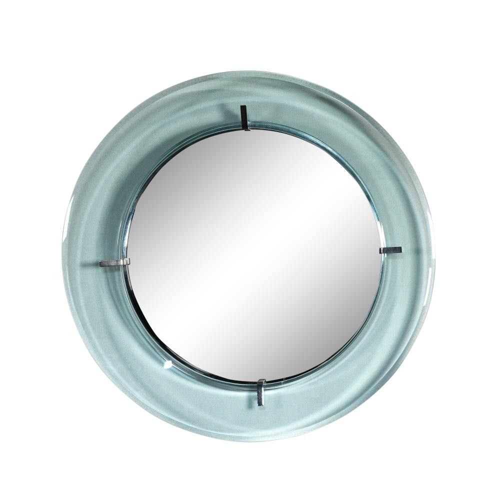 Fluted Glass Circular Mirror by Cristal Art, Italian, 1970s - European ...