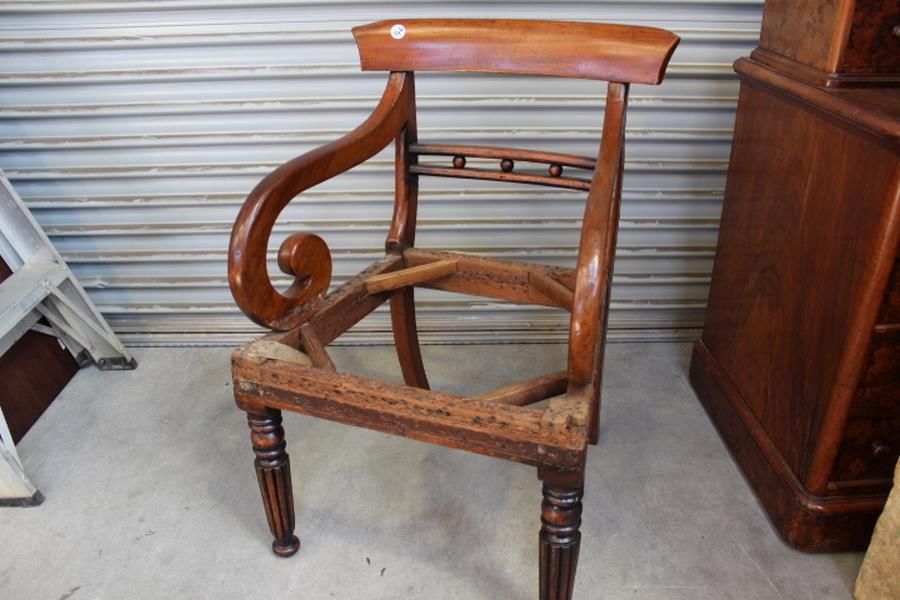 Cedar Carver Chair with Fluted Legs and Scrolled Arms - Seating ...