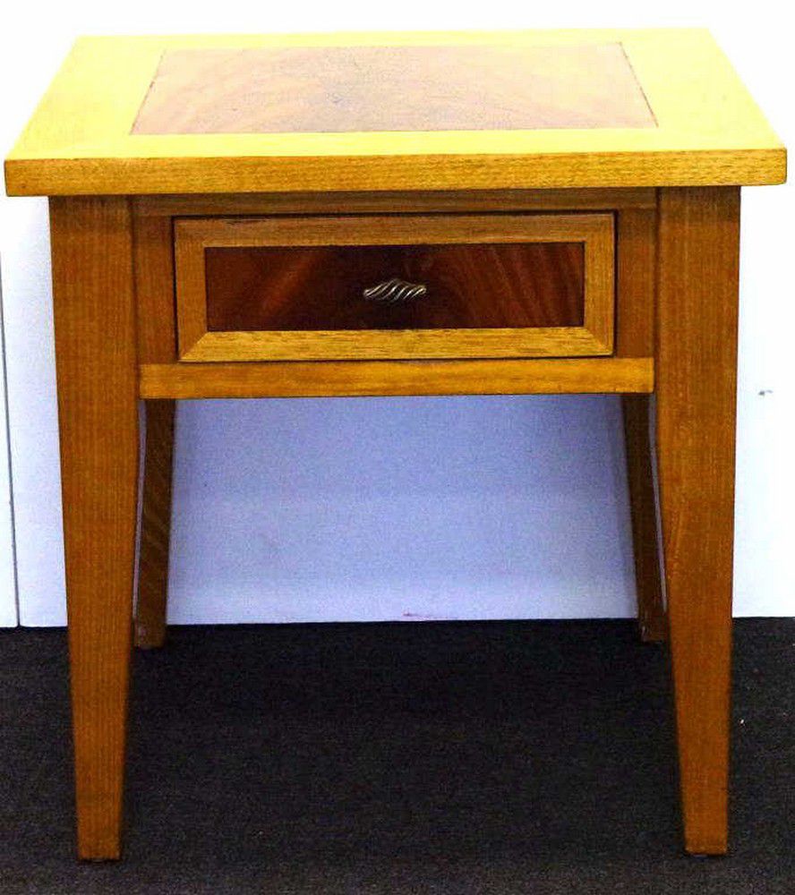 Blond Wood Side Table with Inset Drawer and Top - Tables - Side and ...