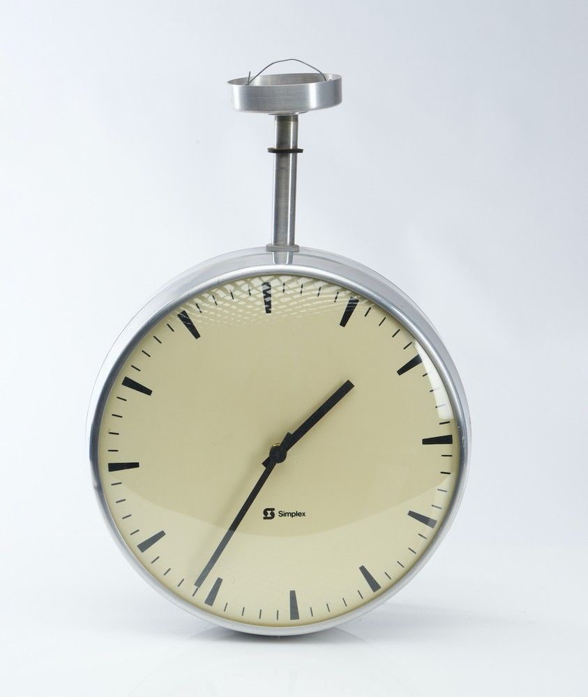 Simplex Two-Sided Ceiling Clock, Aluminium and Glass, Australia c ...