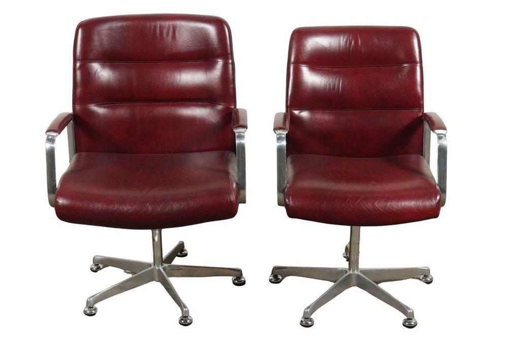 1960s Doerner-Faultless Office Chairs with Red Leather Upholstery ...