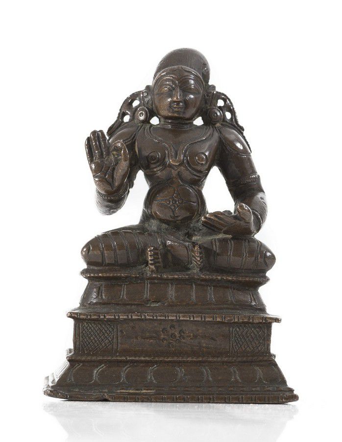 South Indian Copper Seated Deity, 18th/19th Century - Zother - Oriental