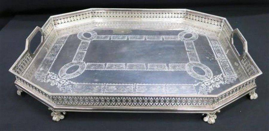 Rectangular Silver Gallery Tray - Trays, Salvers and Waiters - Silver Plate