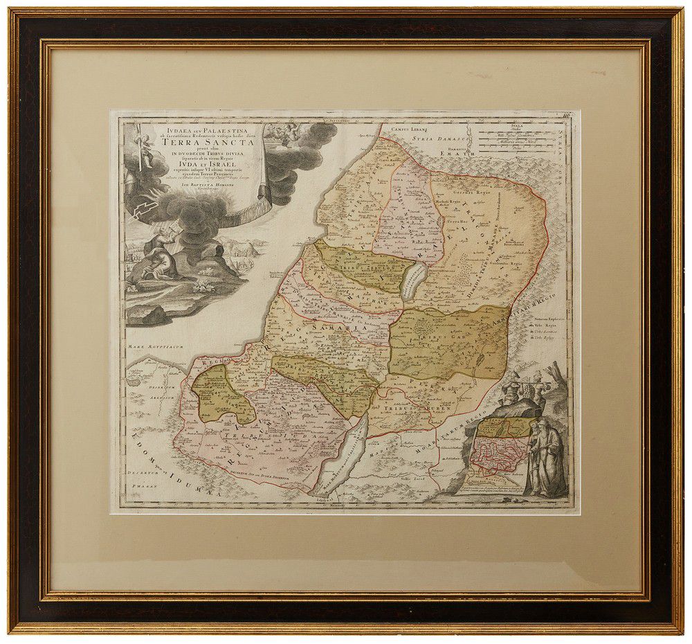Handcoloured Holy Land Map by Homann - Religious Objects - Precious Objects