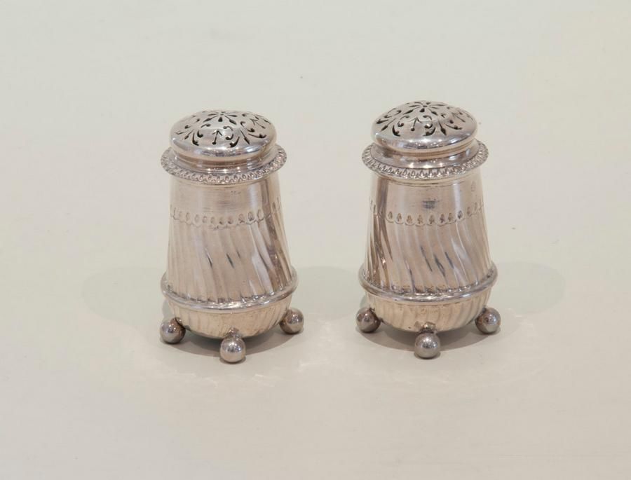 Sterling Silver Salt Set with Pepper Pots and Spoons - Condiment ...