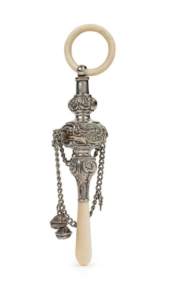 Sterling Silver and Ivory Baby Rattle, Antique, 15 cm - Baby & Child ...