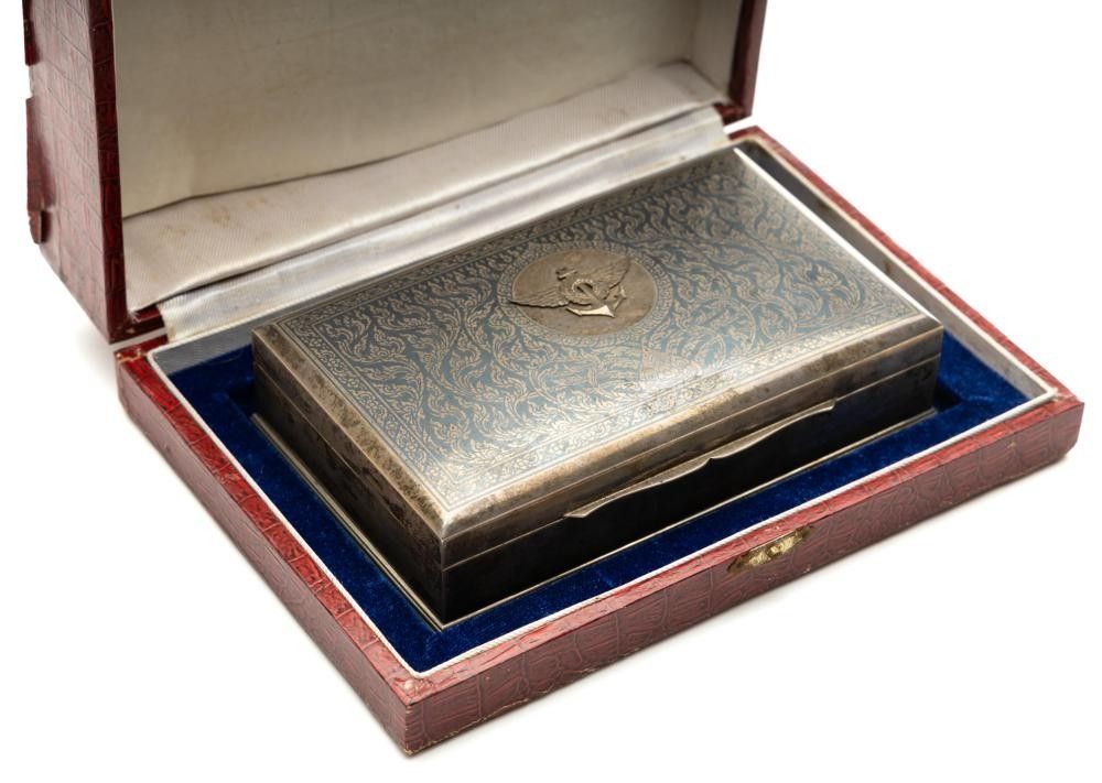Thai Sterling Silver Trinket Box Presented to RAAF, 16cm Width - Zother ...