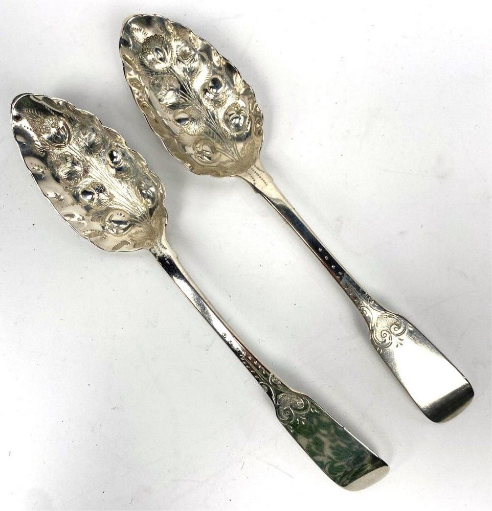 George IV Irish Sterling Silver Berry Spoons, Samuel Nevill, Dublin - Flatware/Cutlery and ...