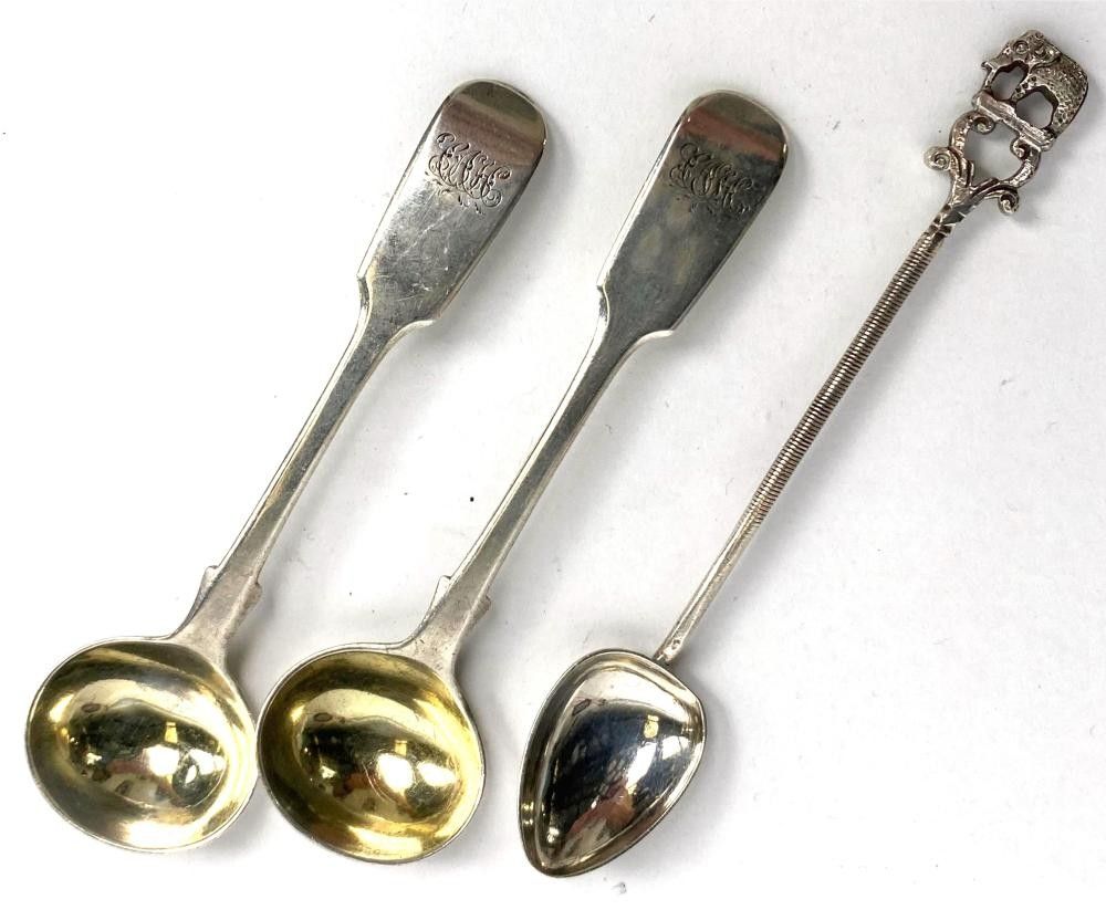 William IV Sterling Silver Condiment Spoons and Souvenir Teaspoon ...