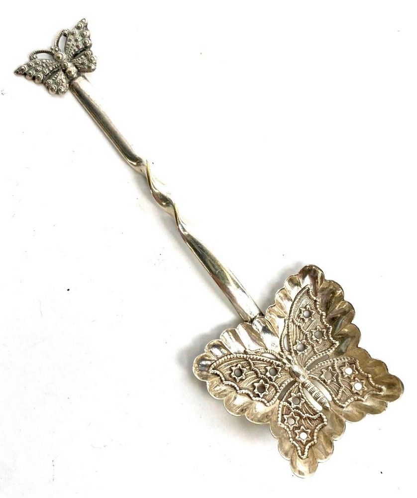 Continental Silver Butterfly Sifting Spoon, Pierced Bowl, Butterfly ...