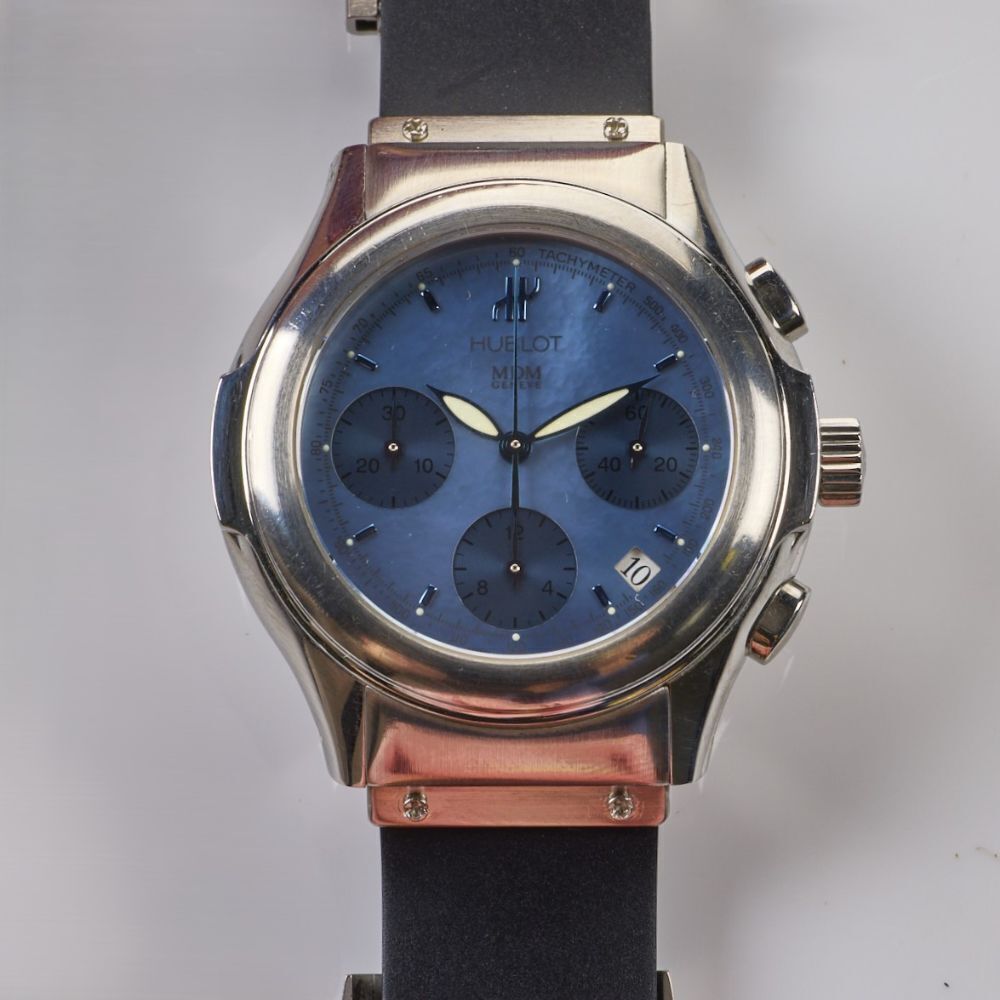 Hublot Elegant MDM Chronograph Watch with Blue Mother-of-Pearl Dial ...